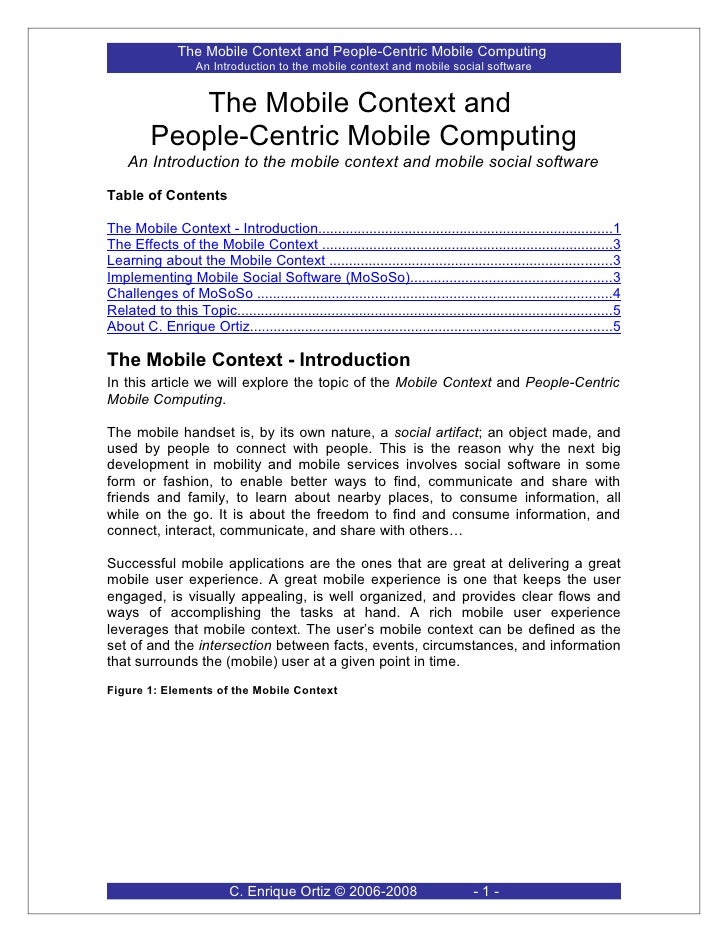 The Mobile Context And People Centric Mobile Computing