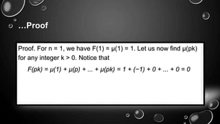 The mobius function and the mobius inversion formula | PPTX
