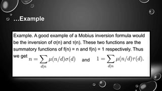 The mobius function and the mobius inversion formula | PPTX