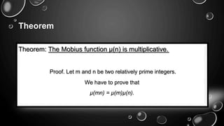 The mobius function and the mobius inversion formula | PPTX