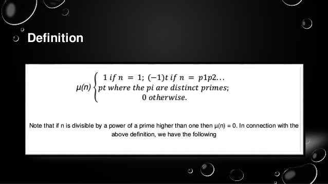 The mobius function and the mobius inversion formula