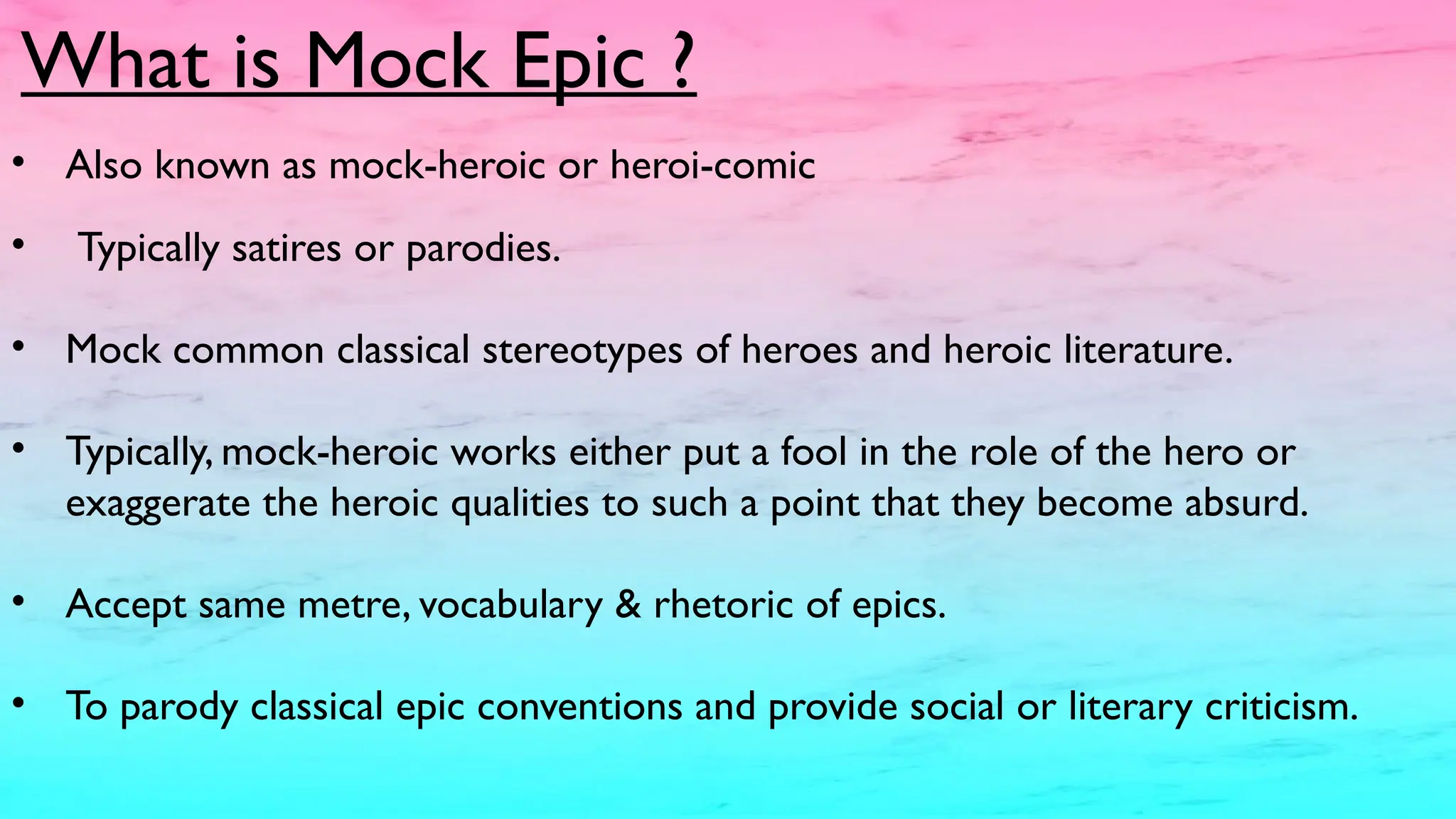 The Mock Epic | The Rape of the Lock by Alexander Pope | PPT