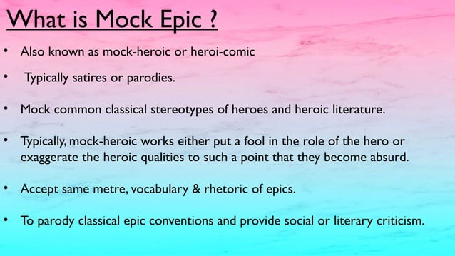 The Mock Epic | The Rape of the Lock by Alexander Pope | PPT