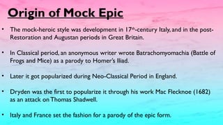 The Mock Epic | The Rape of the Lock by Alexander Pope | PPT
