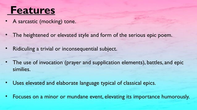 The Mock Epic | The Rape of the Lock by Alexander Pope | PPT