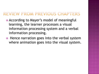 The modality principle in multimedia learning edlt 520 | PPTX