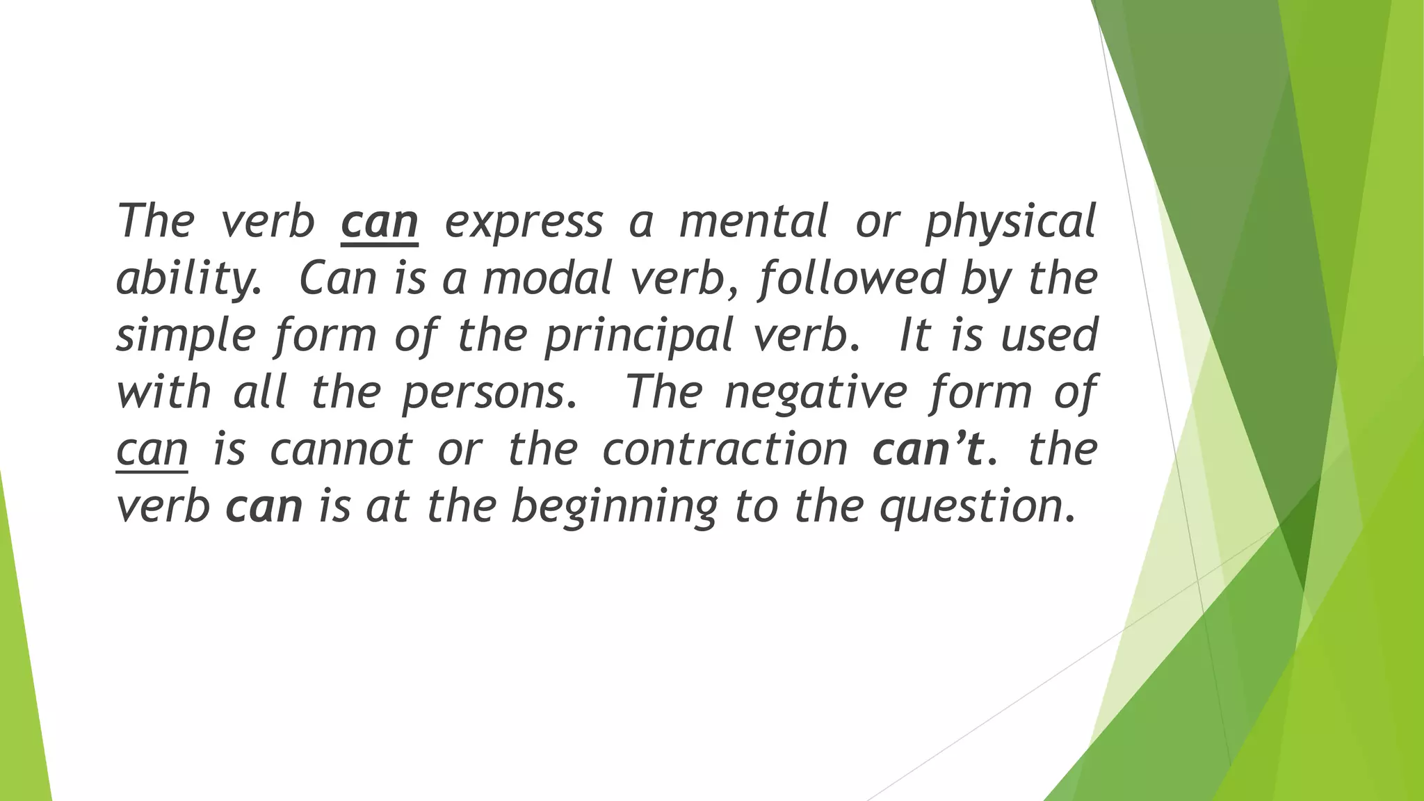 The modal verb can 6,7 | PPT