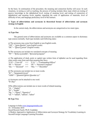The modern approach on application of abbreviation and acronym strategy ...