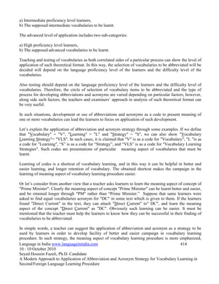 The modern approach on application of abbreviation and acronym strategy for vocabulary learning ...