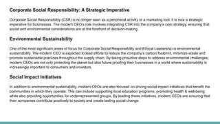 The Modern CEO’s Role in Corporate Social Responsibility and Ethical ...