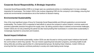 The Modern CEO’s Role in Corporate Social Responsibility and Ethical ...