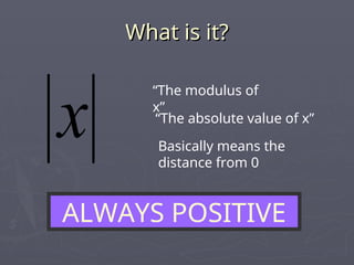 The Modulus Function Mathematics As level.ppt