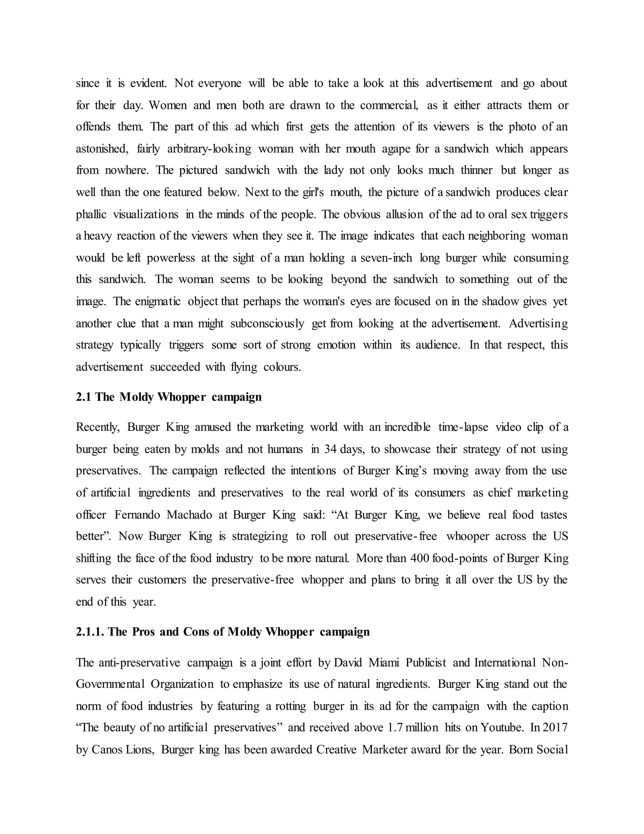 The moldy whopper campaign by burger king | DOCX