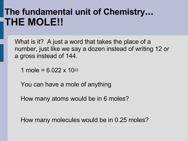 The Mole | PPT | Chemistry | Science