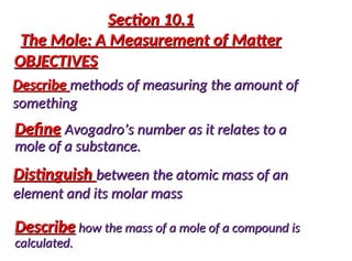 the mole.ppt الصف العاشر المتقدم الترم الثانى | PPT