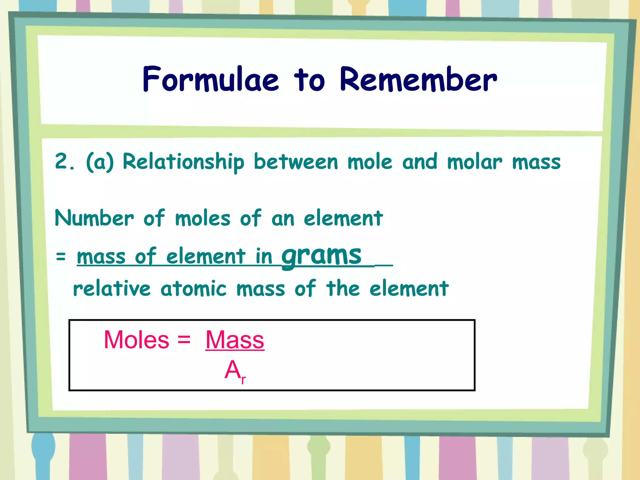 The Mole Mole And Molar Masses | PPT