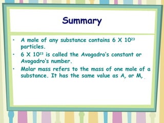 The Mole Mole And Molar Masses | PPT
