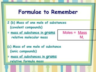 The Mole Mole And Molar Masses | PPT