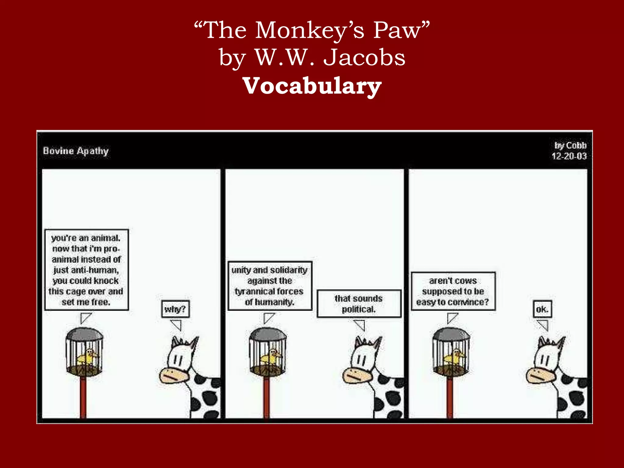 The Monkey’S Paw Vocabulary | PPT