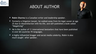 The monk who sold his ferrari, book review by devansh sinojia | PPT