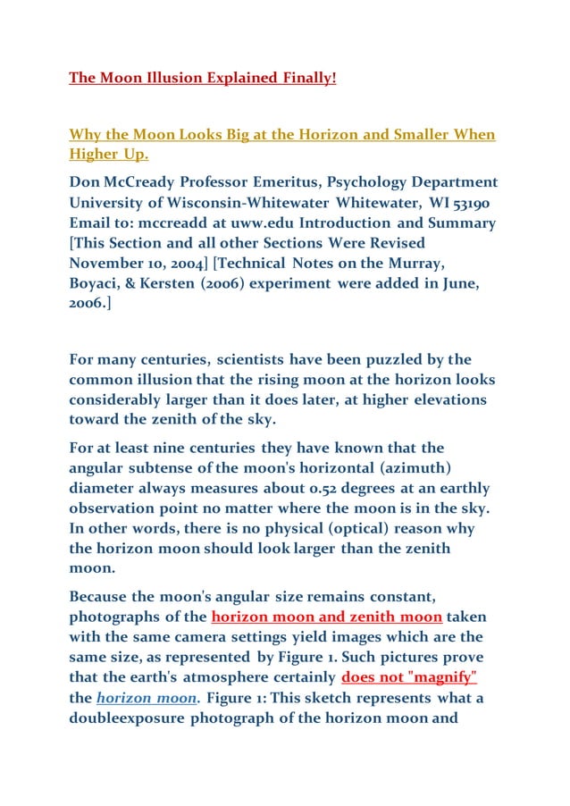 The moon illusion explained finally | PDF