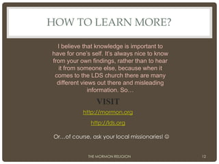 The mormonreligion azlynsolomon | PPTX