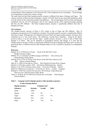 The morpho syntactic differences among kalenjin dialects an analysis of kipsigis, tugen and ...