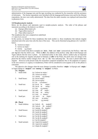 The morpho syntactic differences among kalenjin dialects an analysis of kipsigis, tugen and ...