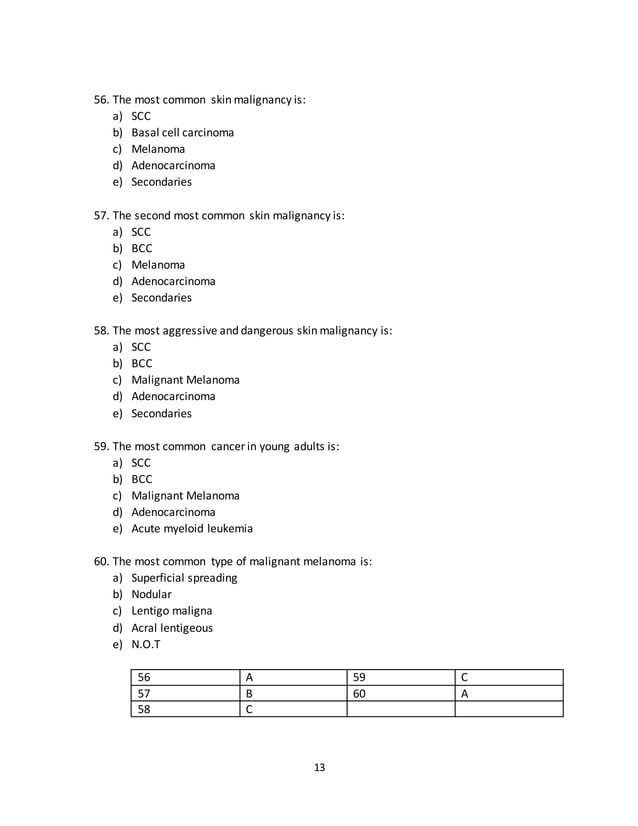 The most common bcqs in surgery | PDF