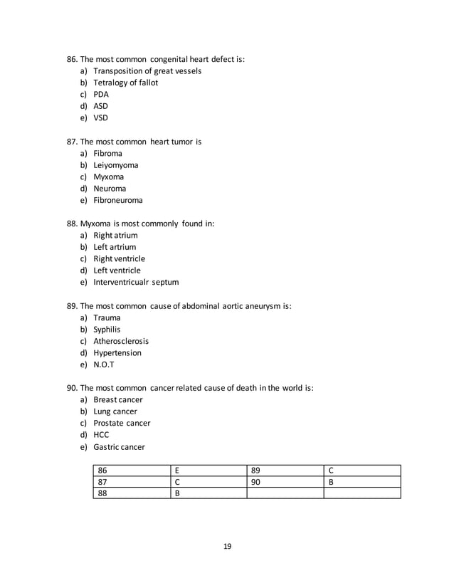 The most common bcqs in surgery | PDF