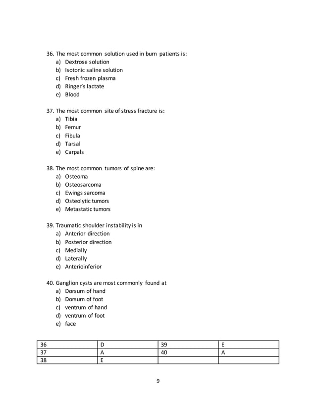 The most common bcqs in surgery | PDF