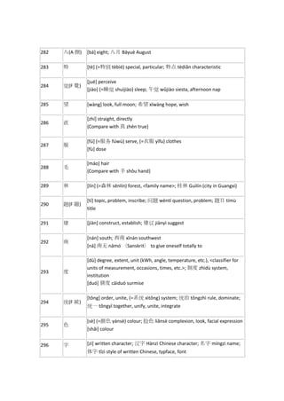 The most common chinese characters in order of frequency | PDF