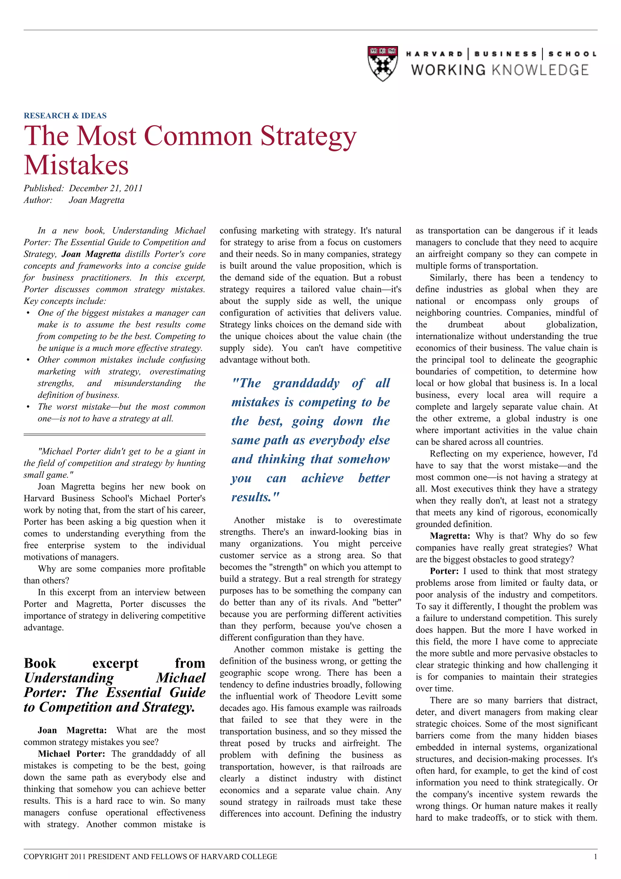 The most common strategy mistakes | PDF