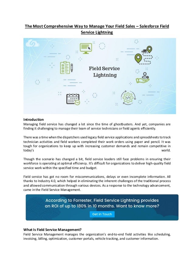 The Most Comprehensive Way to Manage Your Field Sales – Salesforce Field Service Lightning | PDF