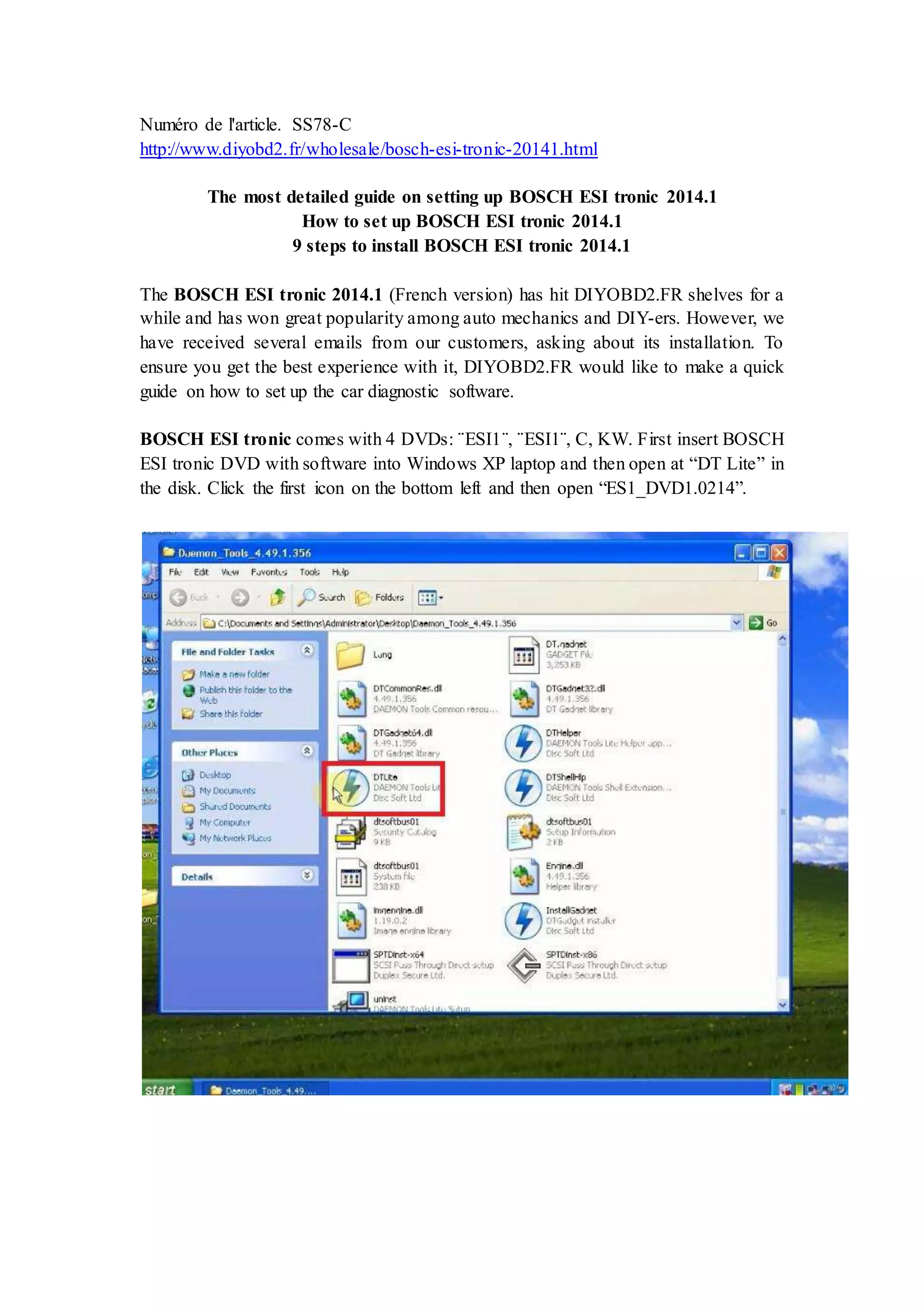 The most detailed guide on setting up bosch esi tronic 2014.1 | DOCX