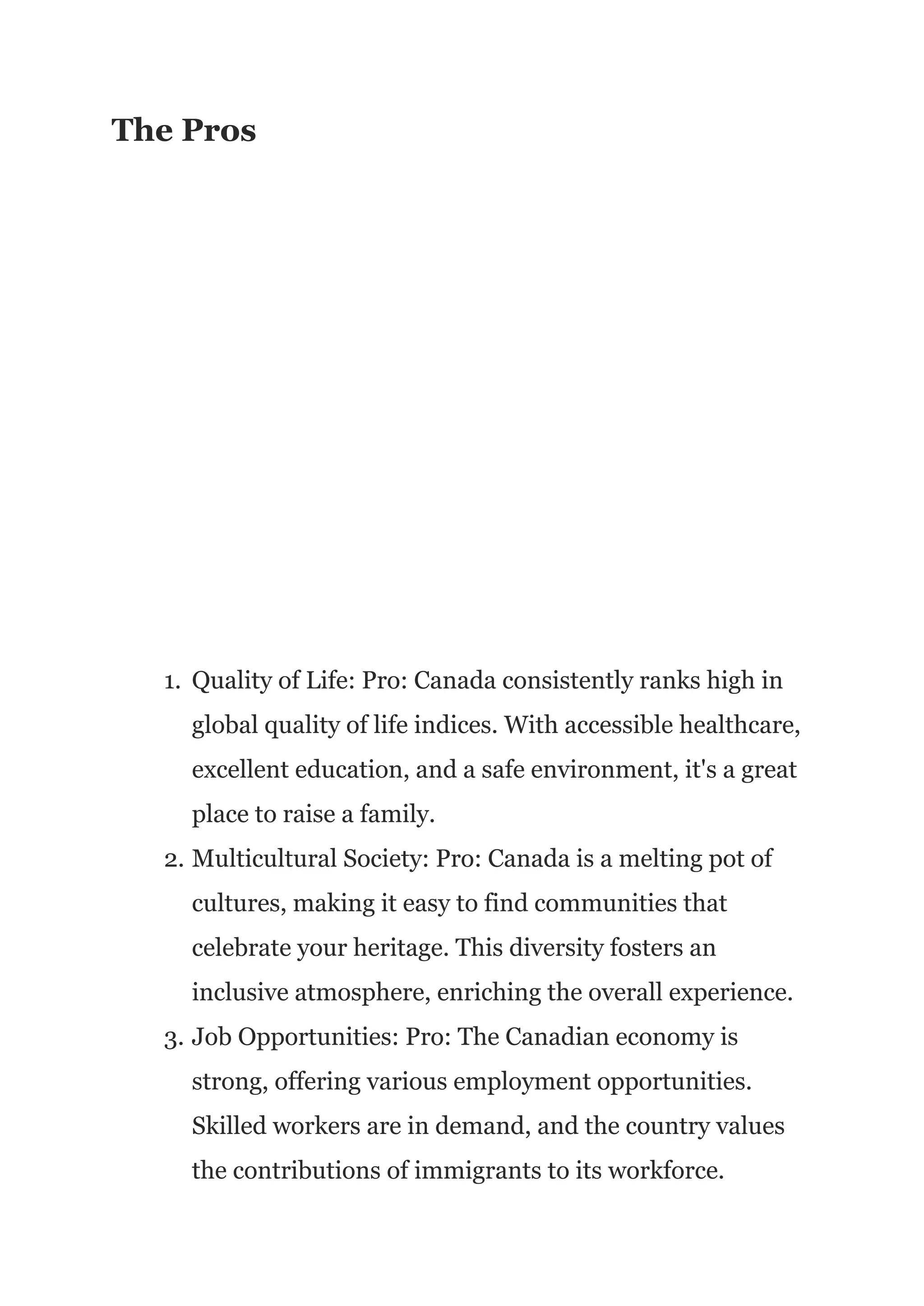 The Most Important Pro's and con's of Canada immigration.pdf
