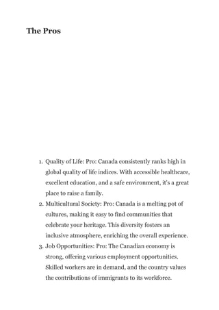 The Most Important Pro's and con's of Canada immigration.pdf