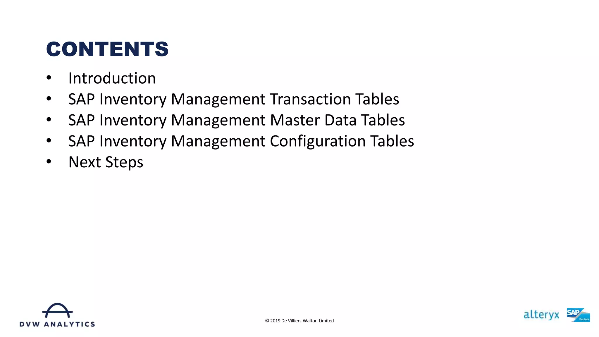 The most important SAP Inventory Management tables for Alteryx users ...