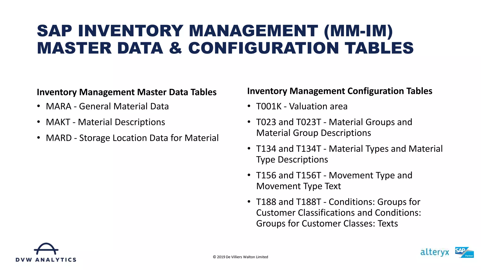 The most important SAP Inventory Management tables for Alteryx users | PPTX