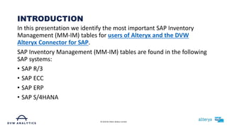 The most important SAP Inventory Management tables for Alteryx users ...