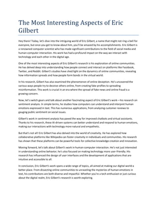 The Most Interesting Aspects of Eric Gilbert Princeton NJ.pdf