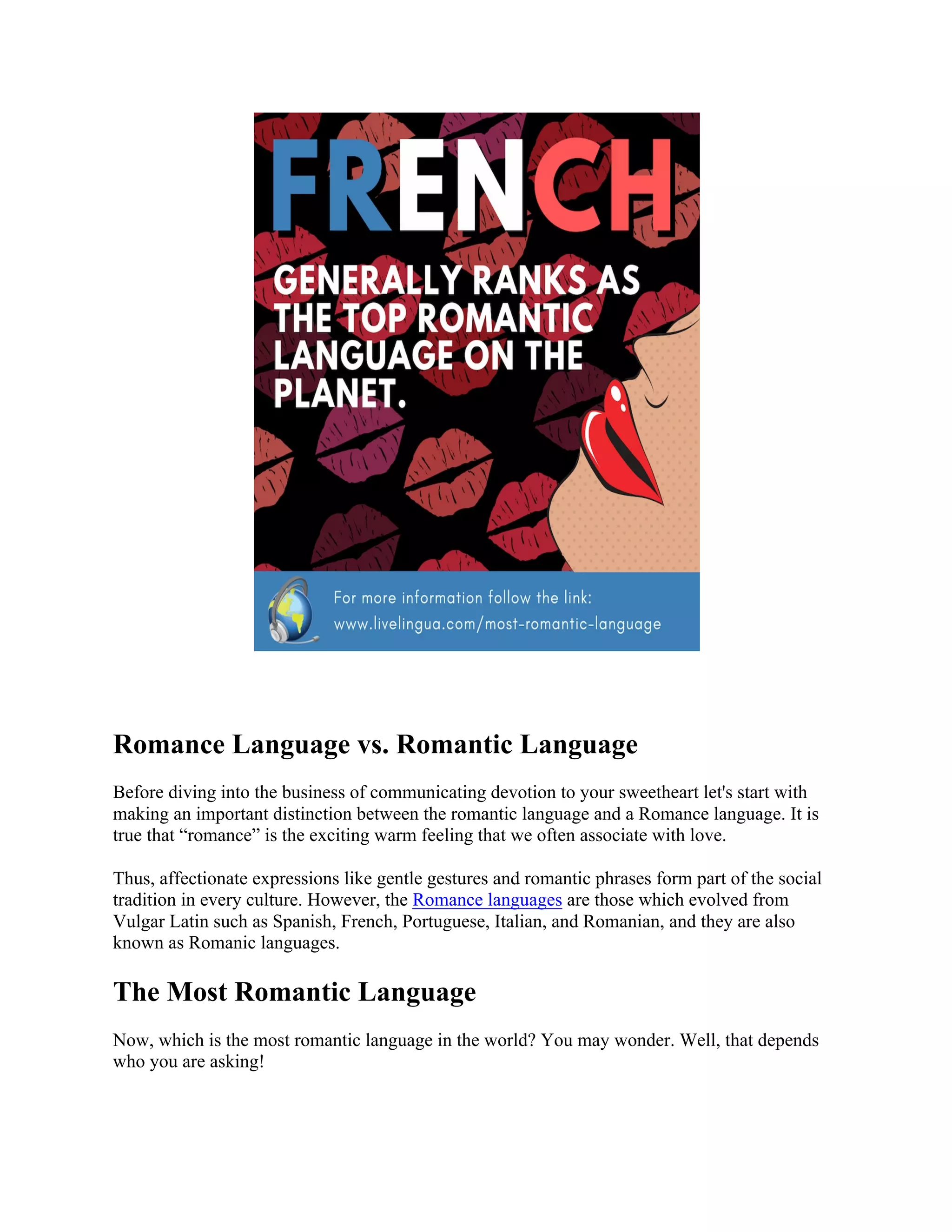 Why French Is The Most Romantic Language In The World | PDF