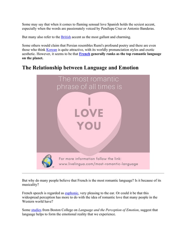 Why French Is The Most Romantic Language In The World | PDF