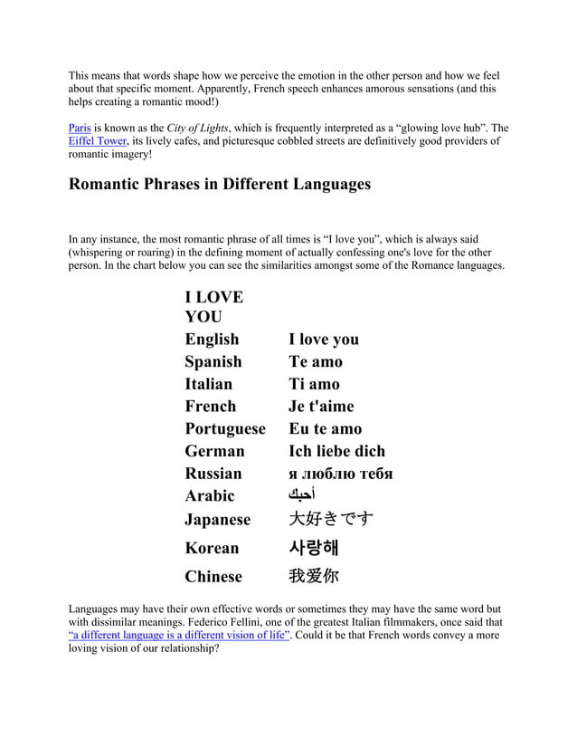 Why French Is The Most Romantic Language In The World | PDF
