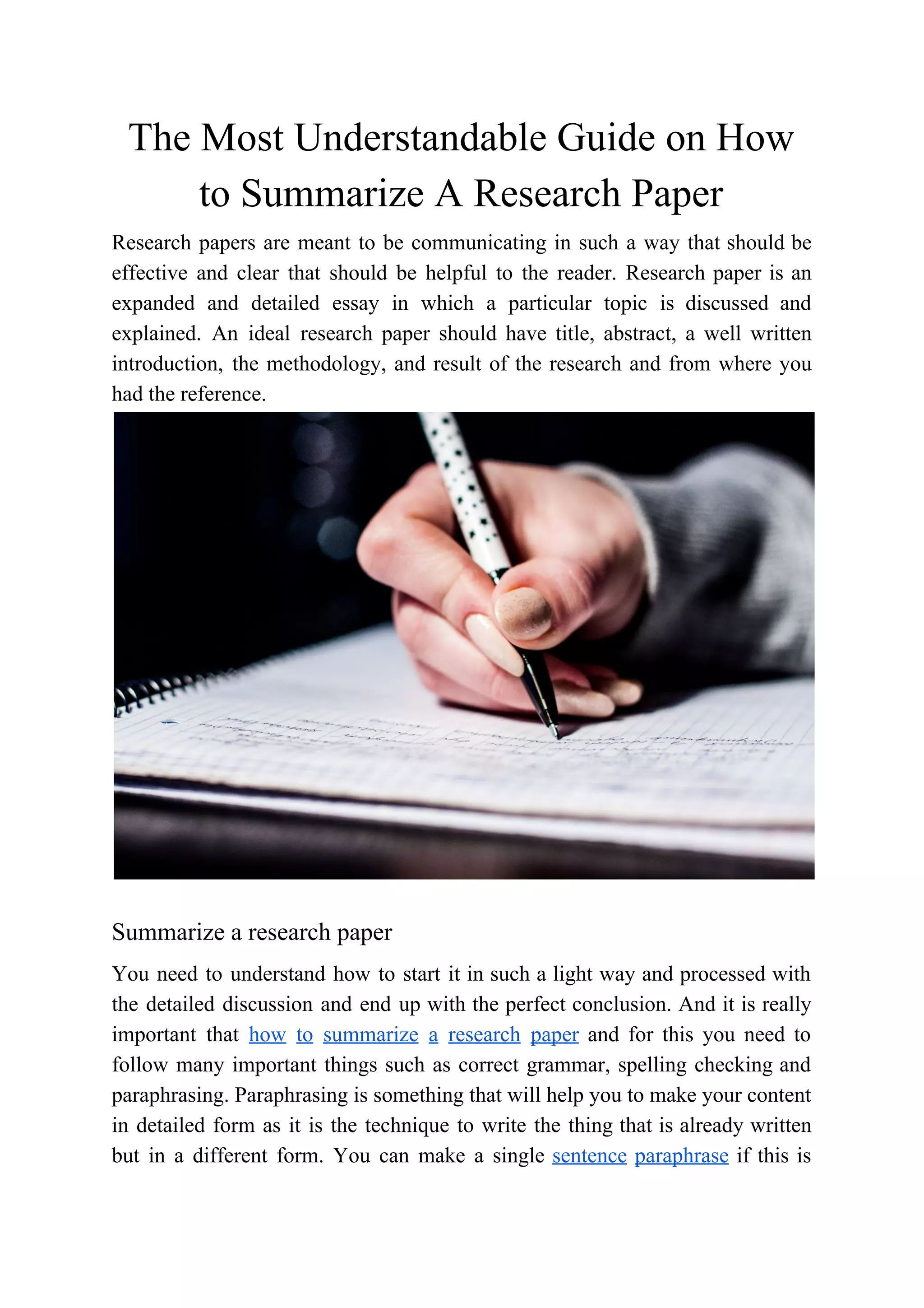 The Most Understandable Guide on How to Summarize a Research Paper | PDF