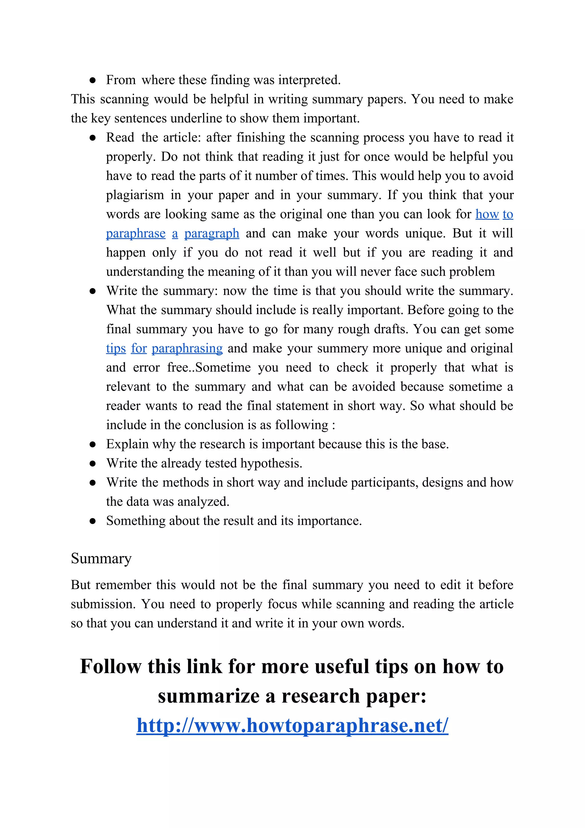 The Most Understandable Guide on How to Summarize a Research Paper | PDF
