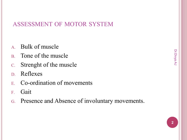 The motor system : clinical examination part 1(except reflexs) | PPTX