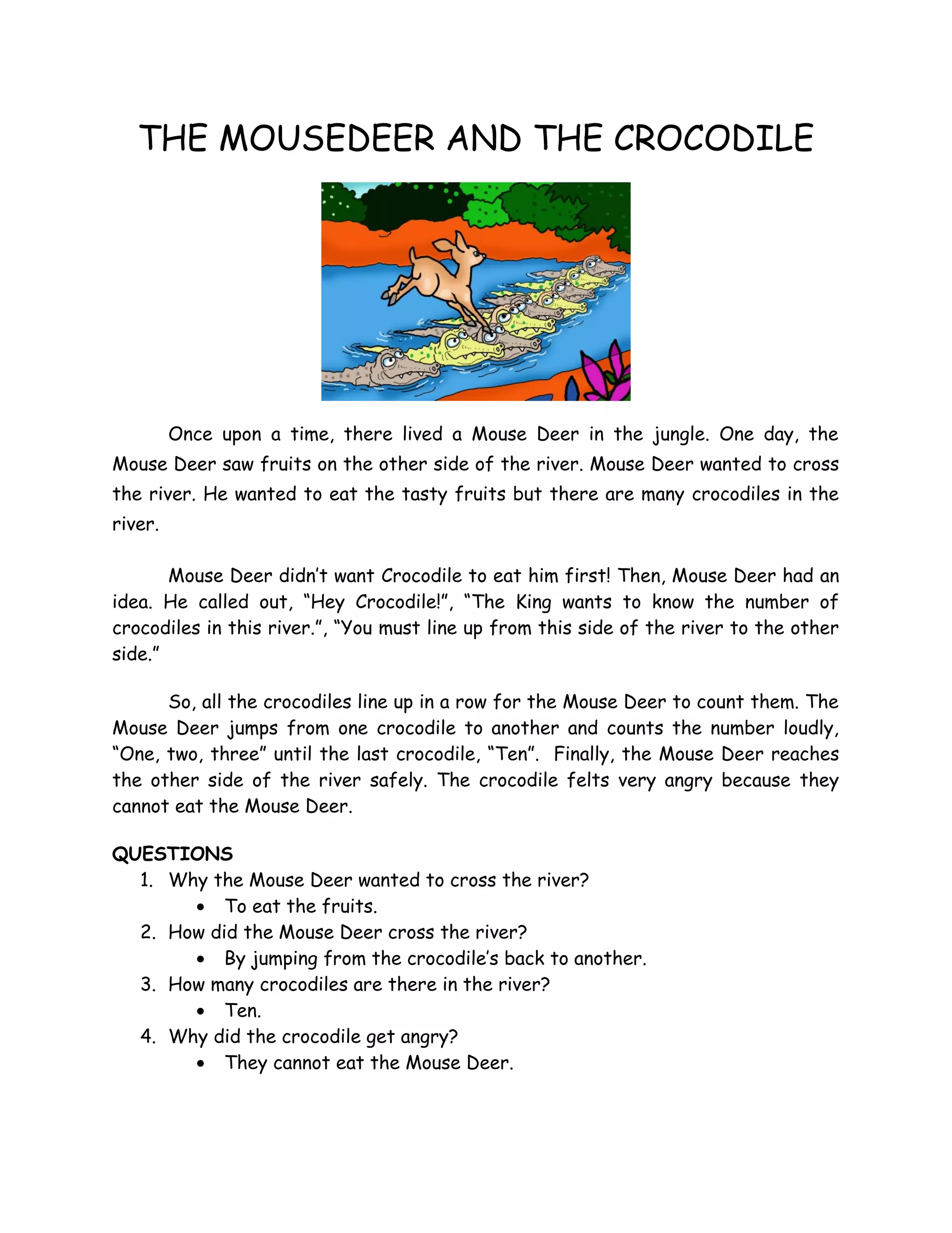 The mousedeer and the crocodile | DOC