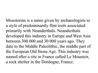 The mousterian industry | PPTX