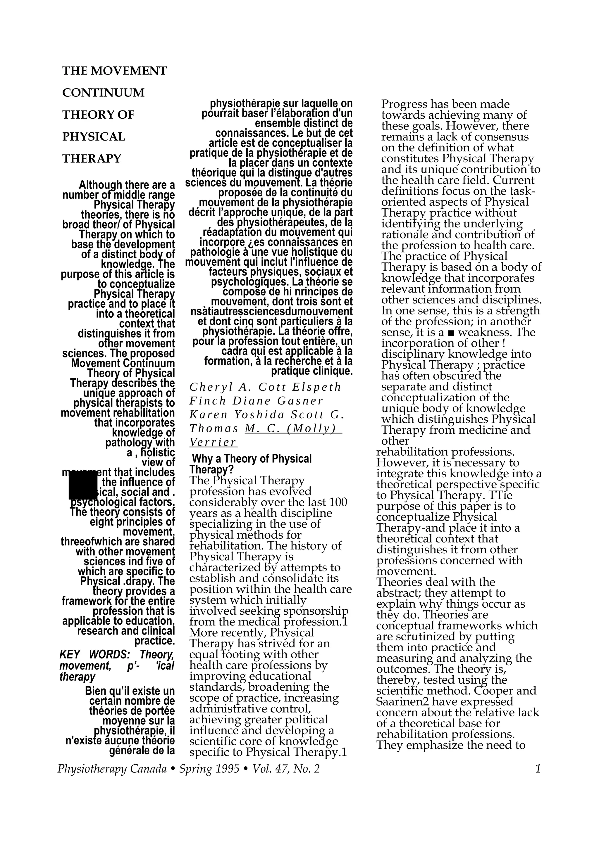 The movement continuum theory cott finch et al | DOC